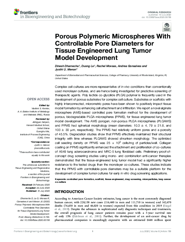 (PDF) Porous Polymeric Microspheres With Controllable Pore Diameters ...