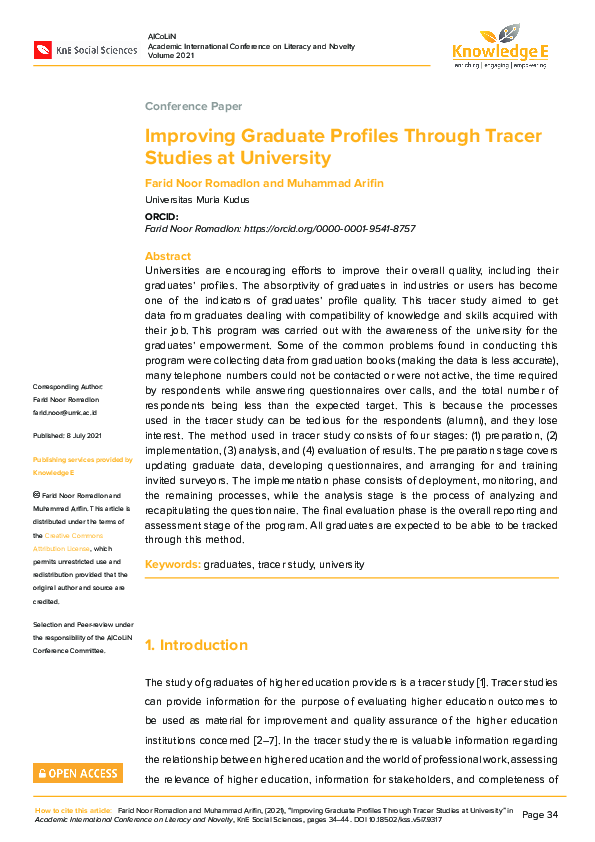 (PDF) Improving Graduate Profiles Through Tracer Studies at University