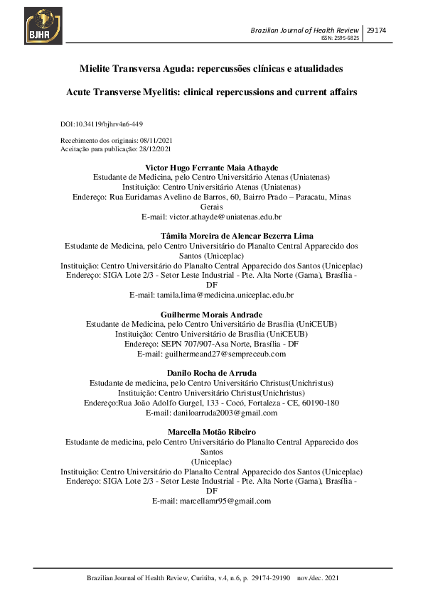 (PDF) Mielite Transversa Aguda: repercussões clínicas e atualidades ...