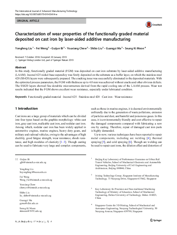 Pdf Characterization Of Wear Properties Of The Functionally Graded