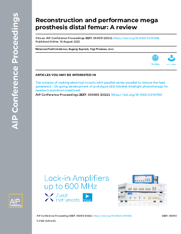 (PDF) Reconstruction and performance mega prosthesis distal femur: A review