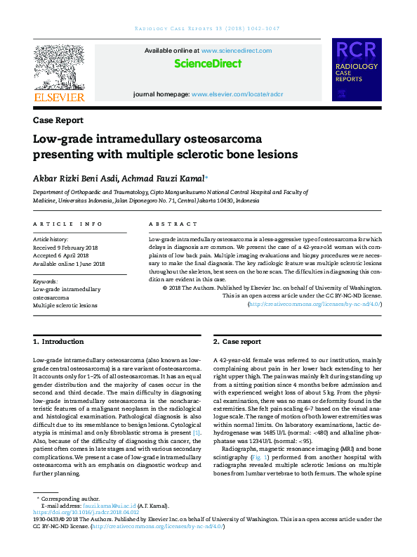 (PDF) Low-grade intramedullary osteosarcoma presenting with multiple ...