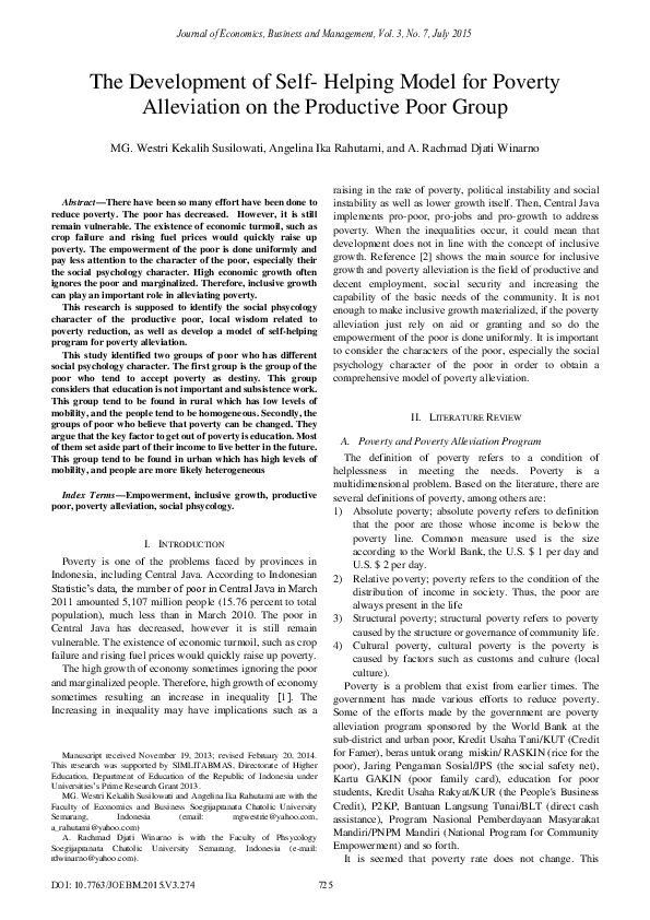 (PDF) The Development of Self- Helping Model for Poverty Alleviation on ...