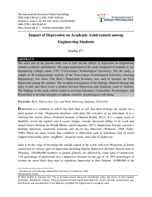 (PDF) Impact of Depression on Academic Achievement among Engineering ...