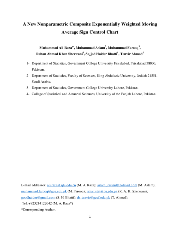 (PDF) A New Nonparametric Composite Exponentially Weighted Moving Average Sign Control Chart