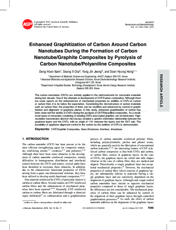 (PDF) Enhanced Graphitization of Carbon Around Carbon Nanotubes During the Formation of Carbon ...