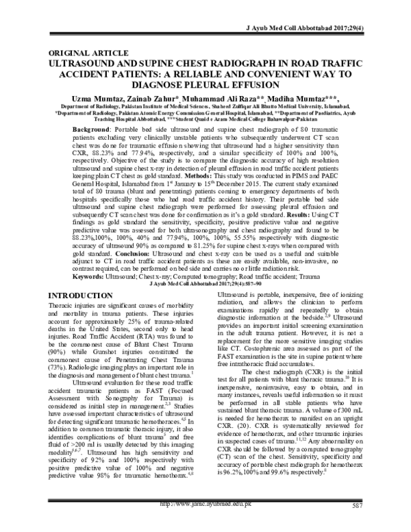 (PDF) Ultrasound And Supine Chest Radiograph In Road Traffic Accident ...