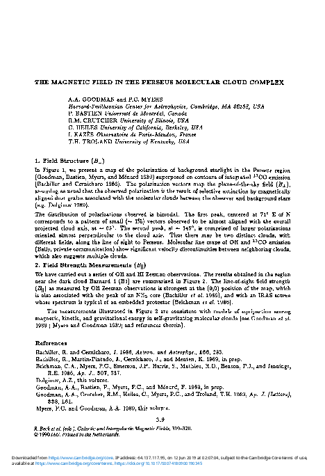 (PDF) The Magnetic Field in the Perseus Molecular Cloud Complex