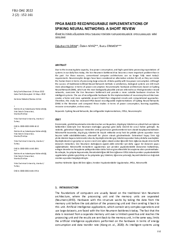 Pdf Fpga Based Reconfigurable Implementations Of Spiking Neural Networks A Mini Review