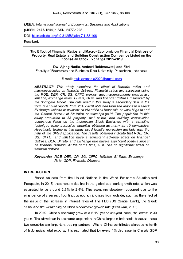 (PDF) The Effect Of Financial Ratio and Macroeconomic On Financial ...