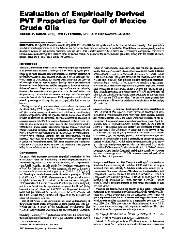 (PDF) Evaluation of empirically derived PVT properties for Middle East ...