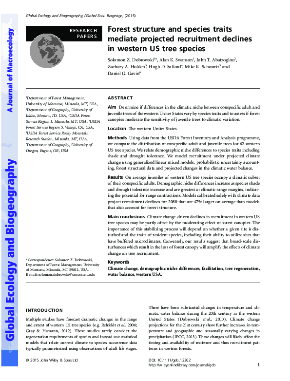 (PDF) Forest structure and species traits mediate projected recruitment ...