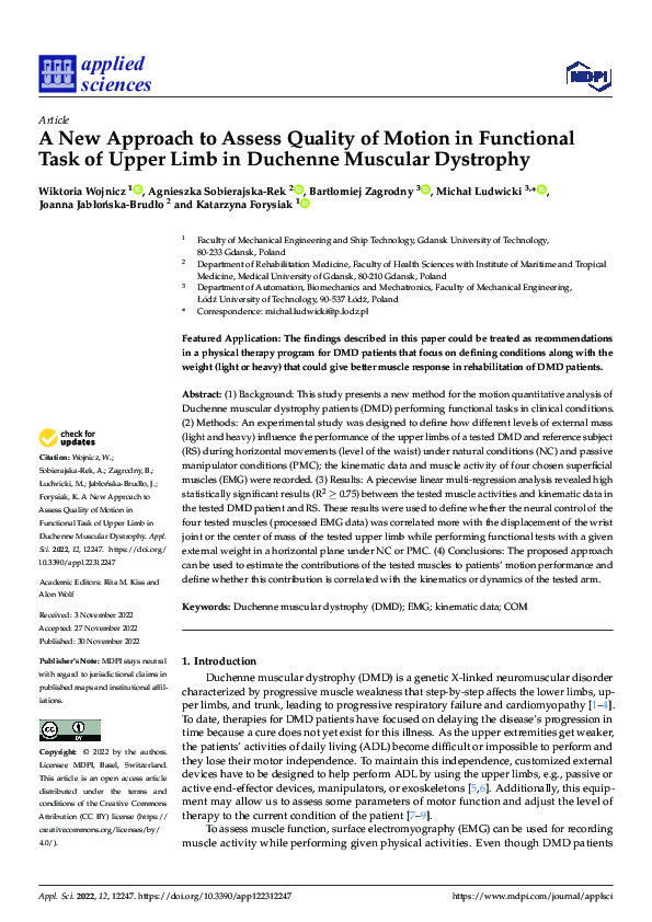 (PDF) A New Approach to Assess Quality of Motion in Functional Task of Upper Limb in Duchenne ...