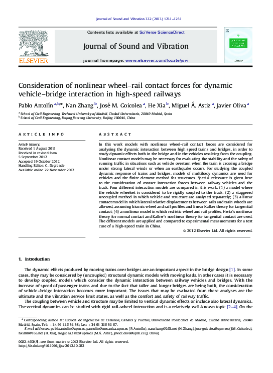 (PDF) Consideration of nonlinear wheel–rail contact forces for dynamic ...