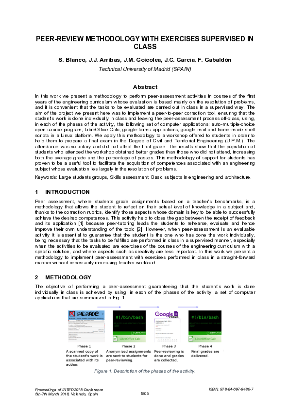 (PDF) Peer-Review Methodology with Exercises Supervised in Class