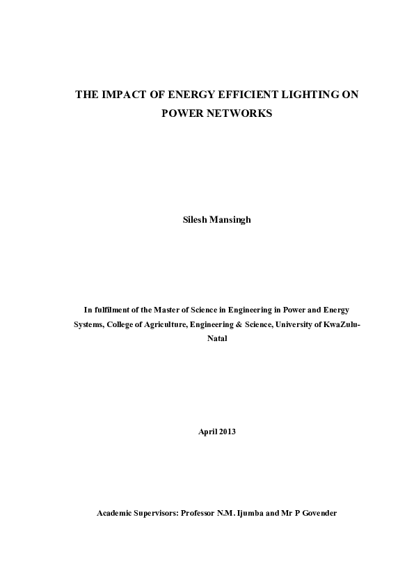 Pdf I The Impact Of Energy Efficient Lighting On Power Networks Silesh Mansingh