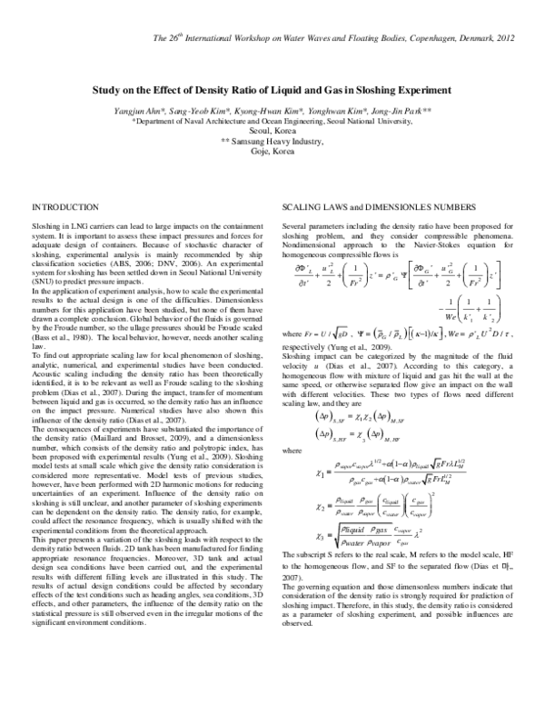 (PDF) Study on the Effect of Density Ratio of Liquid and Gas in ...