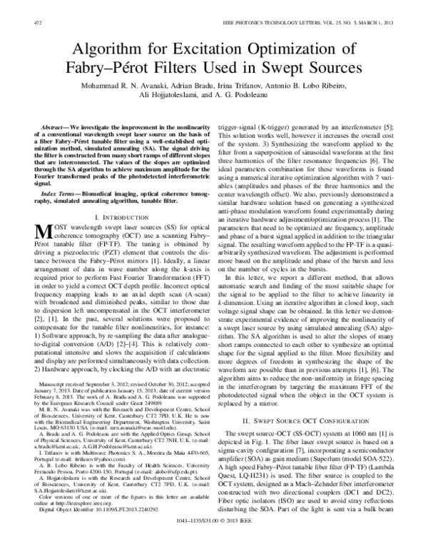 (PDF) Algorithm for Excitation Optimization of Fabry–Pérot Filters Used ...