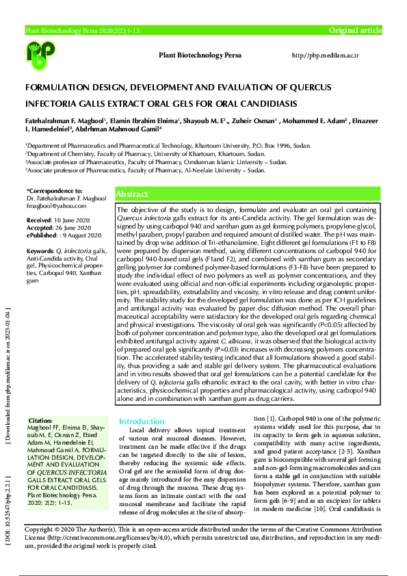 (PDF) FORMULATION DESIGN, DEVELOPMENT AND EVALUATION OF QUERCUS ...