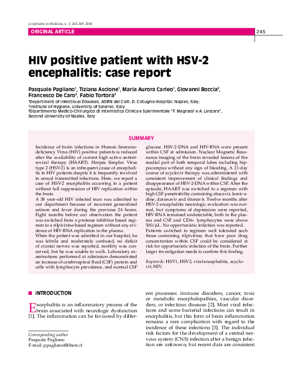 (PDF) HIV positive patient with HSV-2 encephalitis: case report