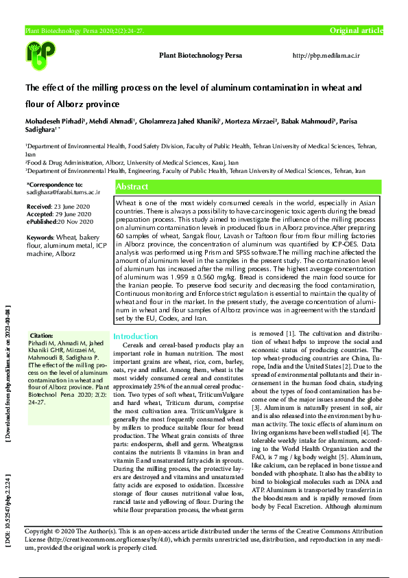 (PDF) The effect of the milling process on the level of aluminum ...