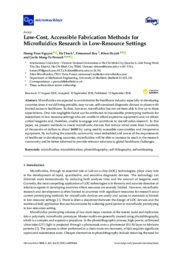 (PDF) Low-Cost, Accessible Fabrication Methods for Microfluidics ...
