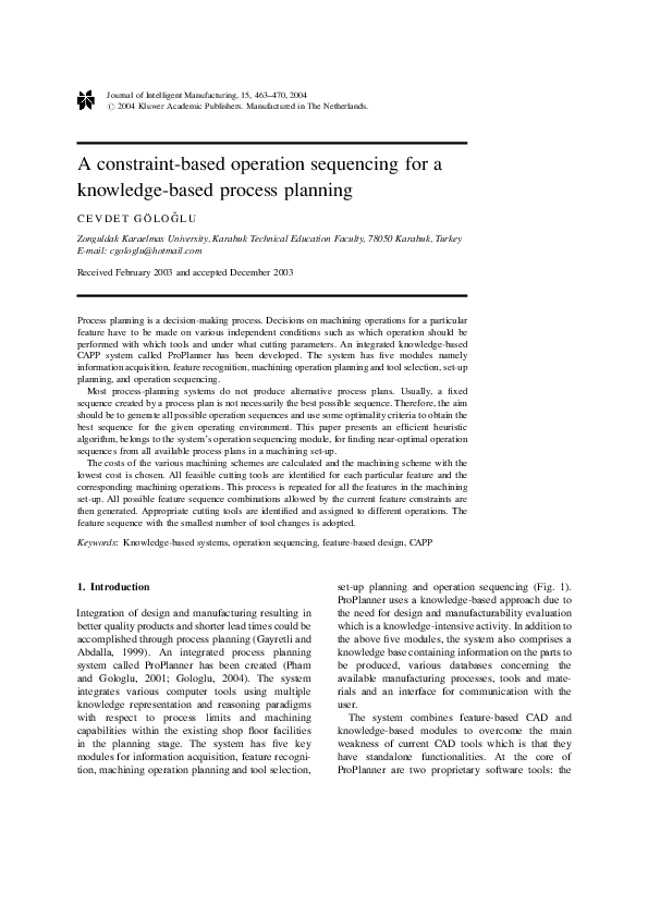 (PDF) A constraint-based operation sequencing for a knowledge-based process planning