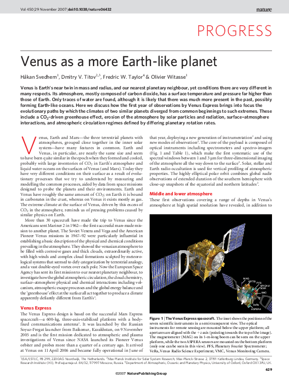 (PDF) Venus as a more Earth-like planet