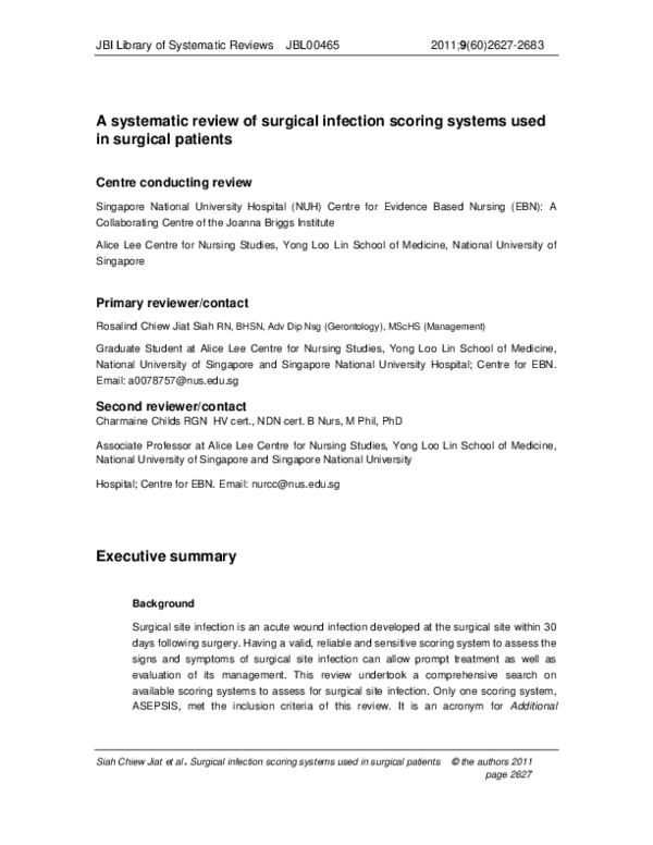 (PDF) A systematic review of surgical infection scoring systems used in ...