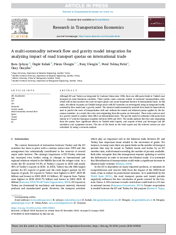 (PDF) A multi-commodity network flow and gravity model integration for analyzing impact of road ...