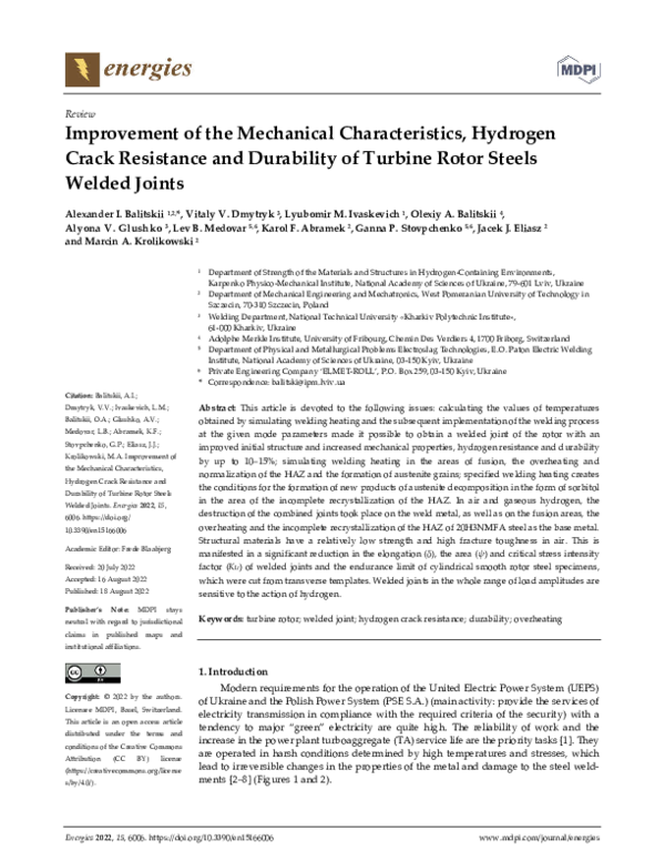(PDF) Improvement of the Mechanical Characteristics, Hydrogen Crack Resistance and Durability of ...