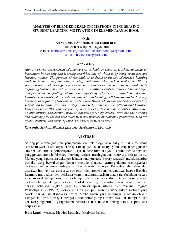 (PDF) Analysis of Blended Learning Methods in Increasing Student Learning Motivation in ...