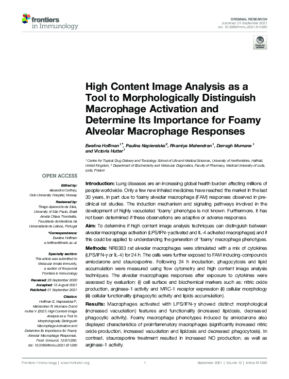(PDF) High Content Image Analysis as a Tool to Morphologically ...