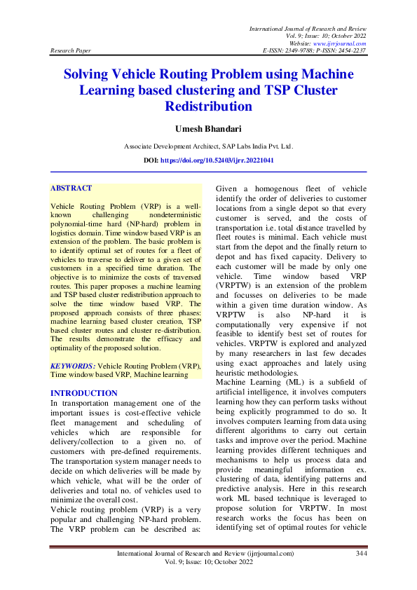 Pdf Machine Learning For Time Window Vehicle Routing Optimization