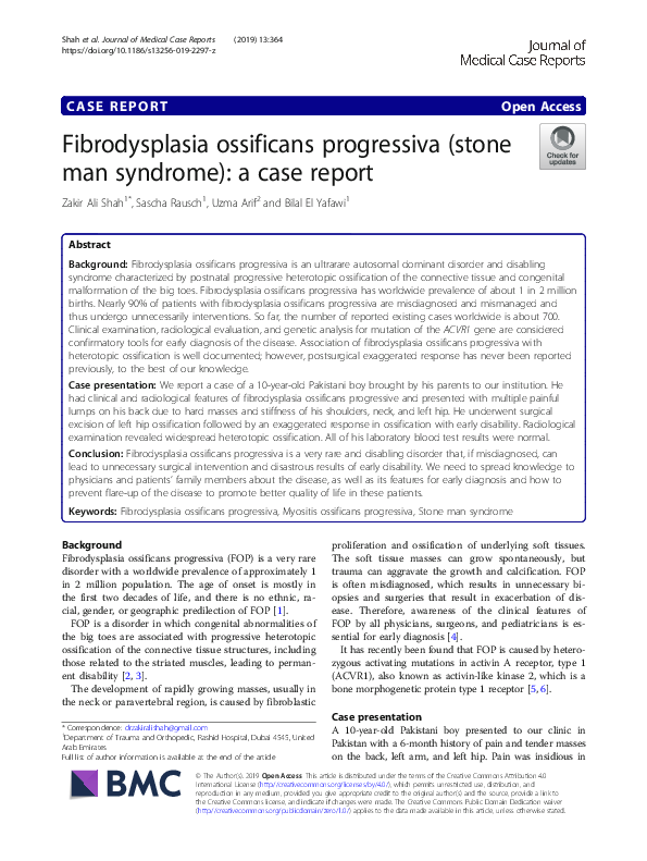 (PDF) Fibrodysplasia ossificans progressiva (stone man syndrome): a ...