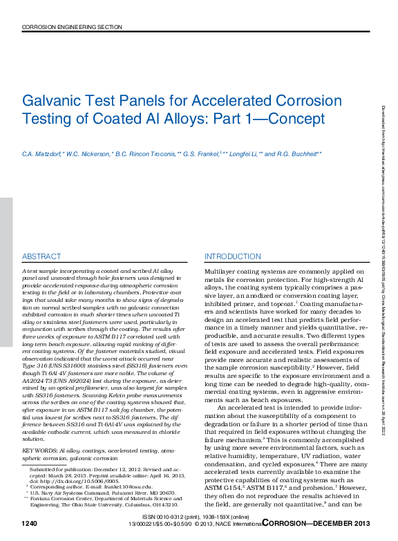 (PDF) Galvanic Test Panels for Accelerated Corrosion Testing of Coated ...