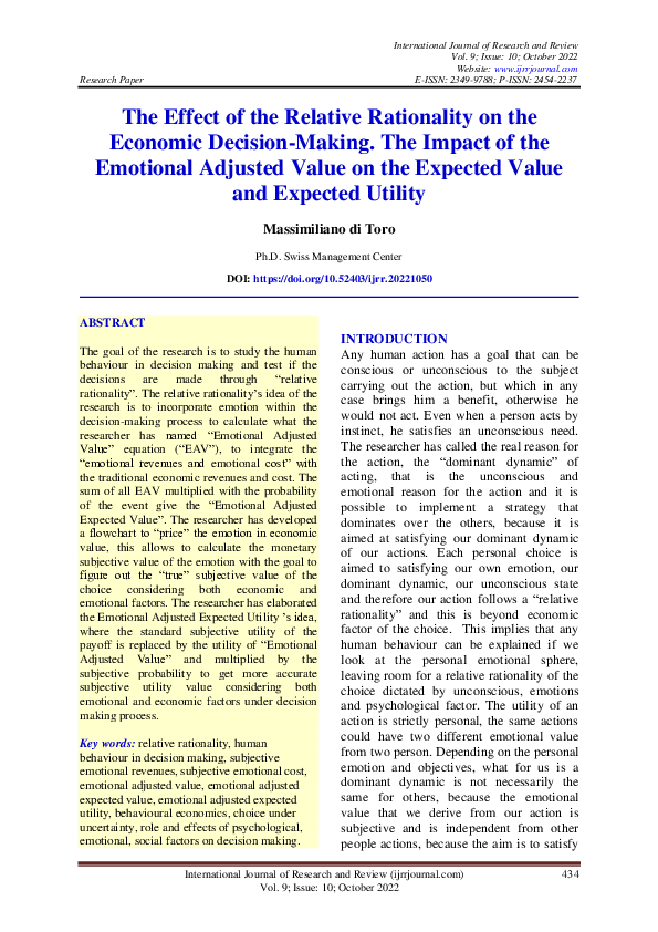 (PDF) The Effect of the Relative Rationality on the Economic Decision-Making. The Impact of the ...