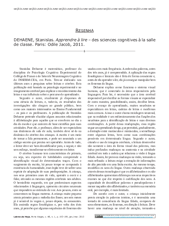 (PDF) Apprendre à lire: des sciences cognitives à la salle de classe
