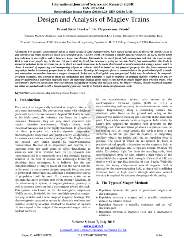 (PDF) Design and Analysis of Maglev Trains