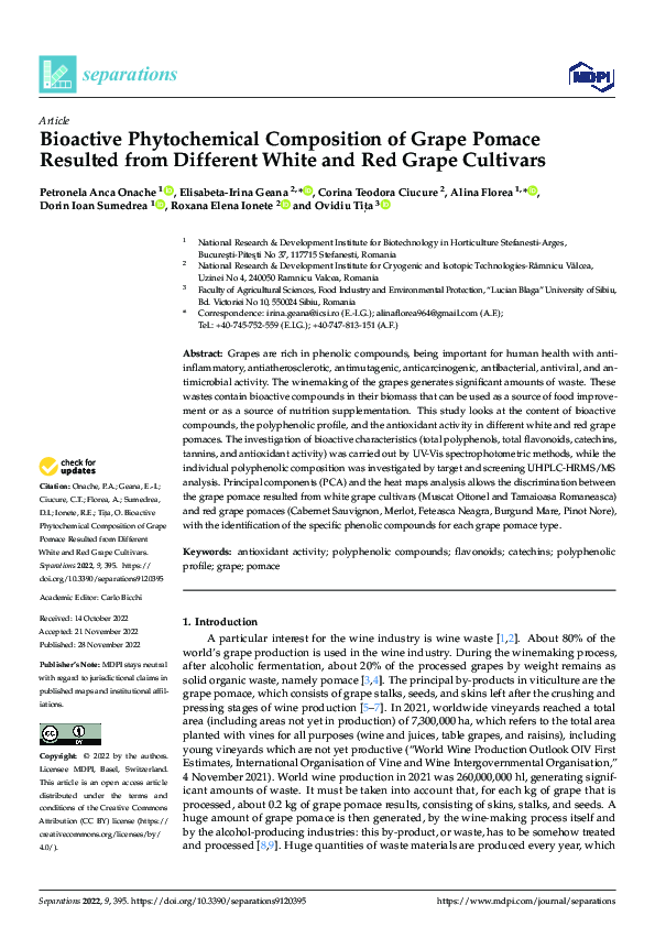 (PDF) Bioactive Phytochemical Composition of Grape Pomace Resulted from ...
