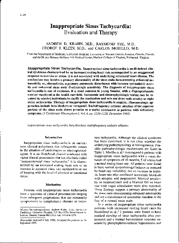 (PDF) Inappropriate Sinus Tachycardia: Evaluation and Therapy