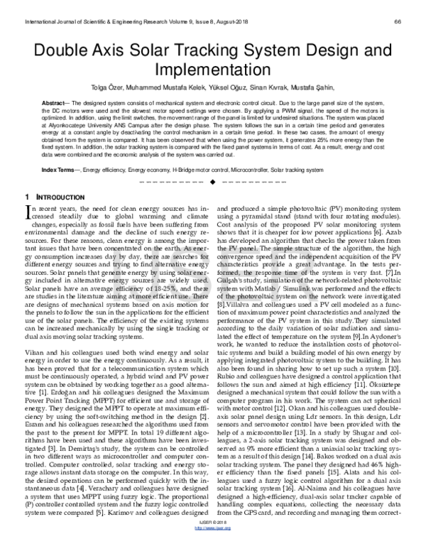 (PDF) Double Axis Solar Tracking System Design and Implementation