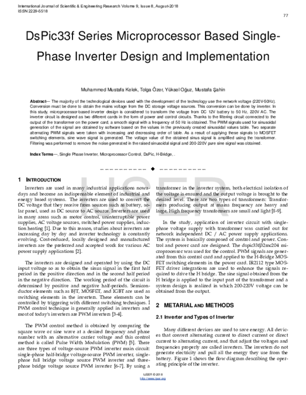 Pdf Dspic33f Series Microprocessor Based Single Phase Inverter Design And Implementation