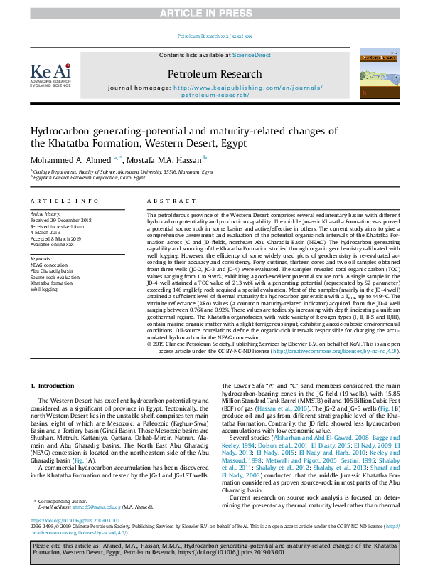 (PDF) Hydrocarbon generating-potential and maturity-related changes of ...