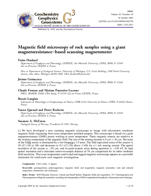 (PDF) Magnetic field microscopy of rock samples using a giant ...