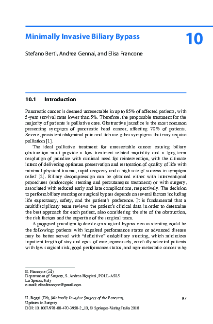 (PDF) Minimally Invasive Biliary Bypass | Stefano Berti - Academia.edu