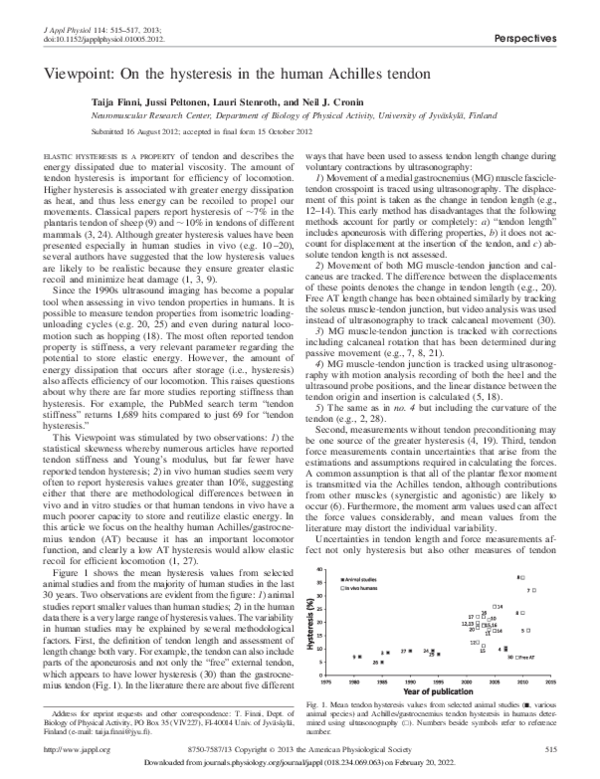 (PDF) Viewpoint: On the hysteresis in the human Achilles tendon