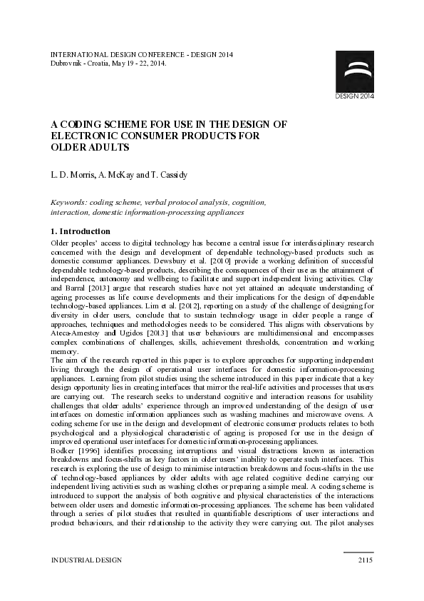 (PDF) A Coding Scheme for Use in the Design of Electronic Consumer ...