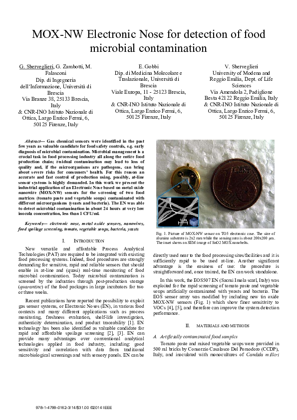 (PDF) MOX-NW Electronic Nose for detection of food microbial contamination