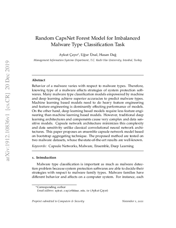 (PDF) Random CapsNet forest model for imbalanced malware type ...